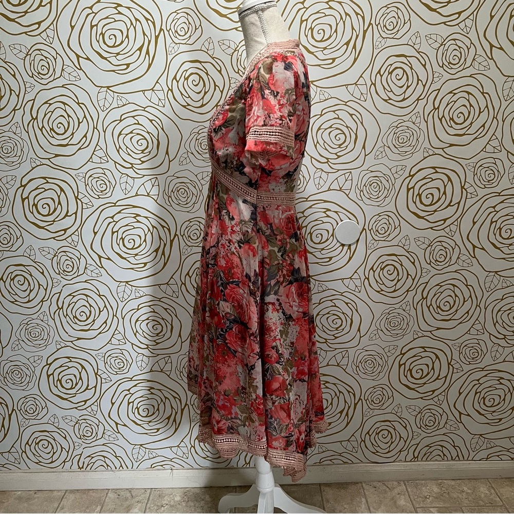 Anthropologie Ranna Gill Rose Bouquet Fit & Flare Kne… - Gem
